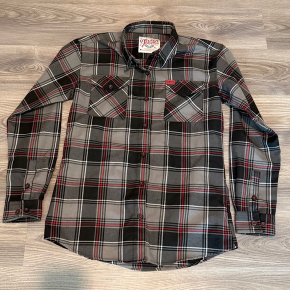DIXXON | Tops | Dixxon Og Boneless Heritage Plaid Flannel Gray Red Sz ...